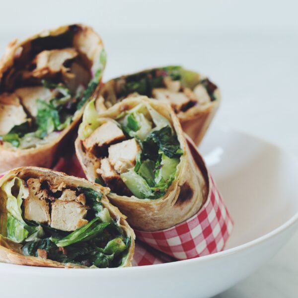 vegan chicken caesar wraps - hot for food