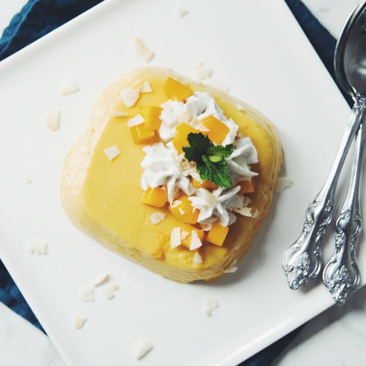 vegan mango pudding - hot for food