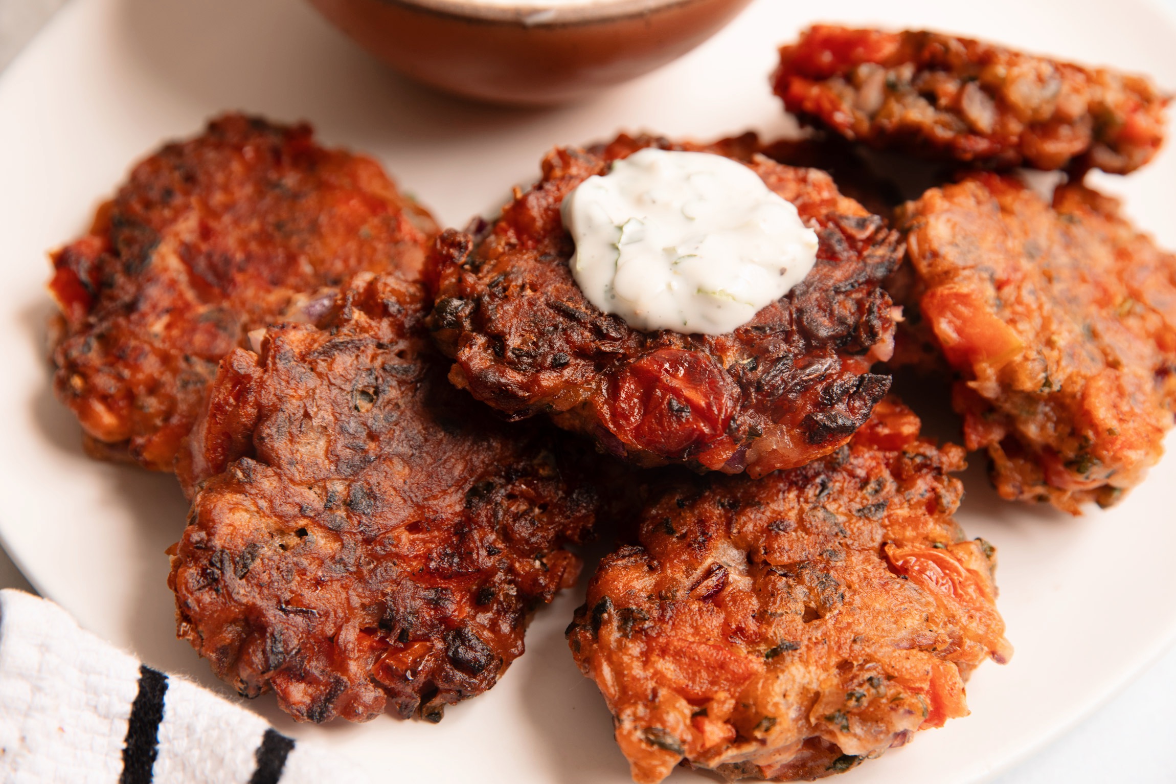 Greek tomato fritters - hot for food