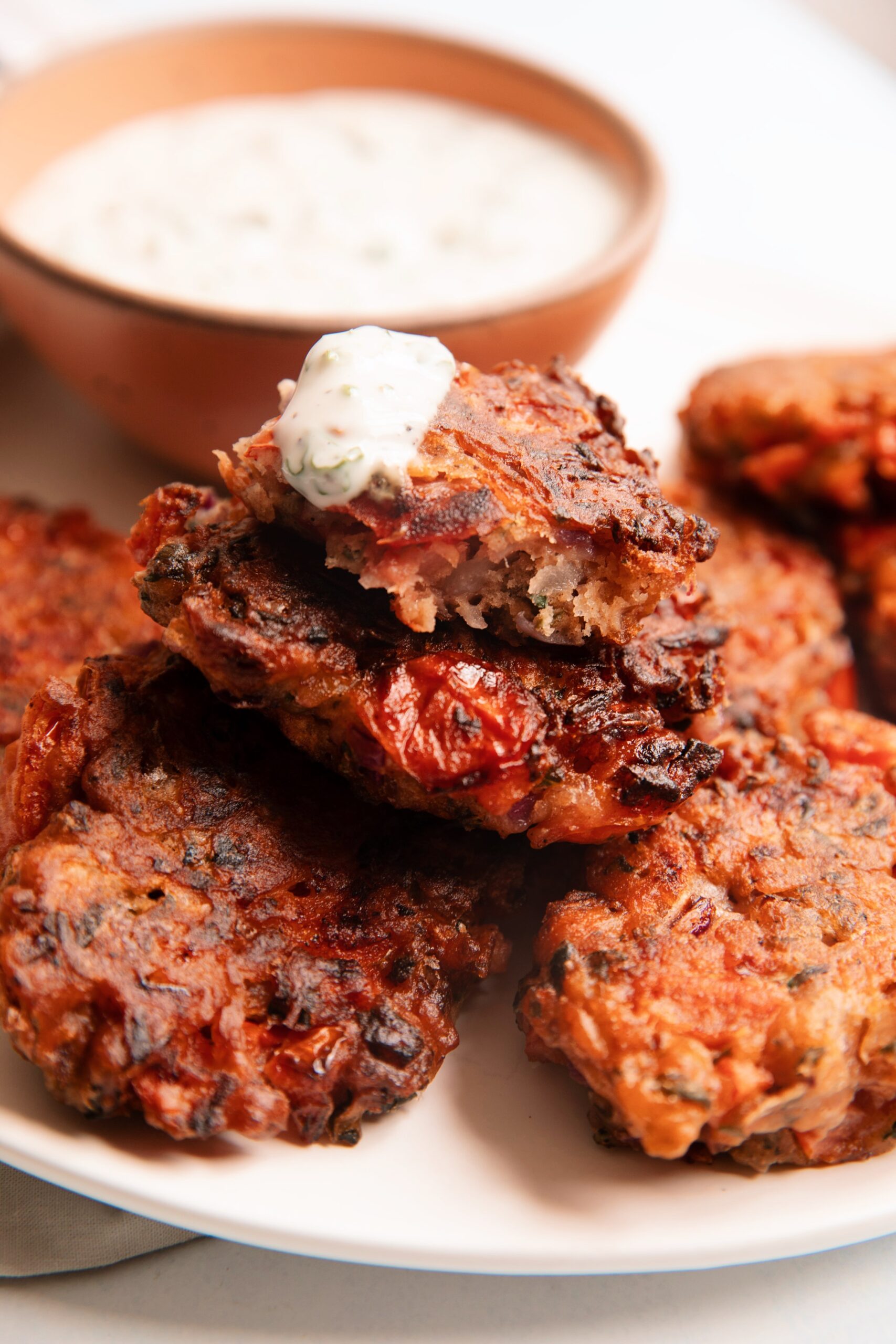 Greek tomato fritters - hot for food